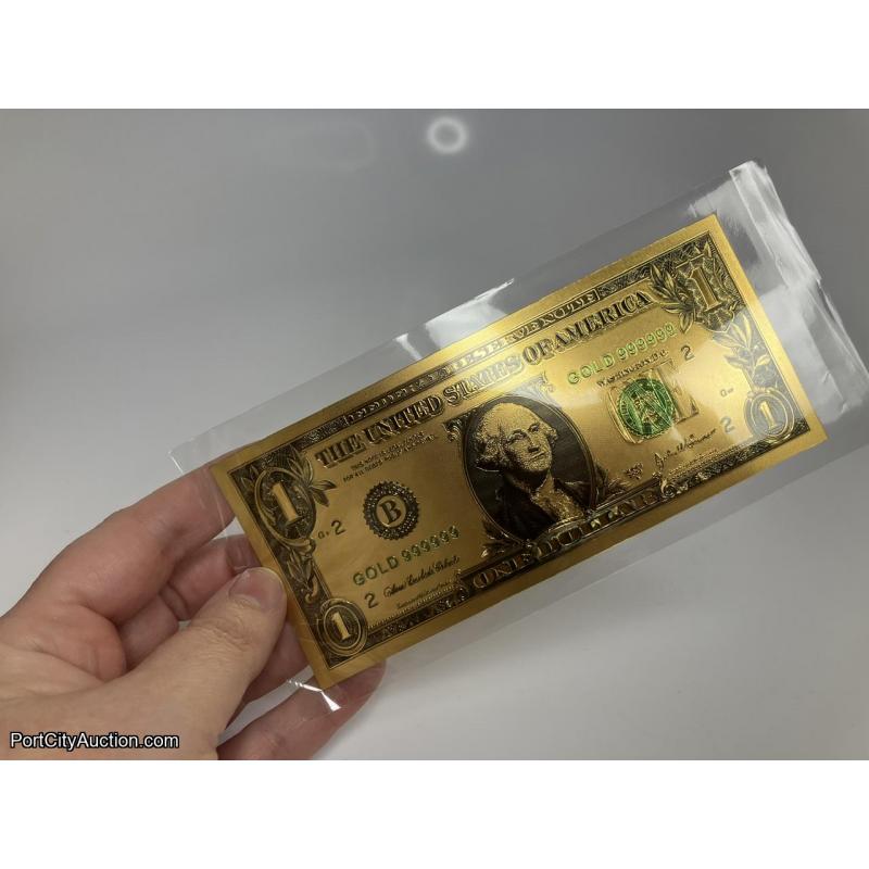 Golden Foil $1 Bill Collectible Replica Bank Note